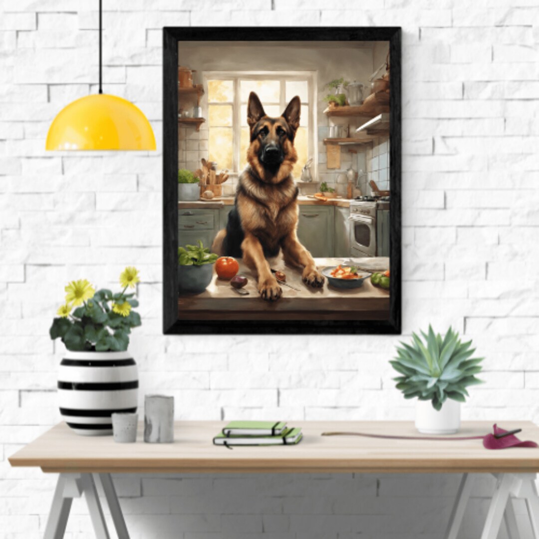 German Shepherd Wall Art Three-pack, Funny Kitchen Print, Kitchen ...