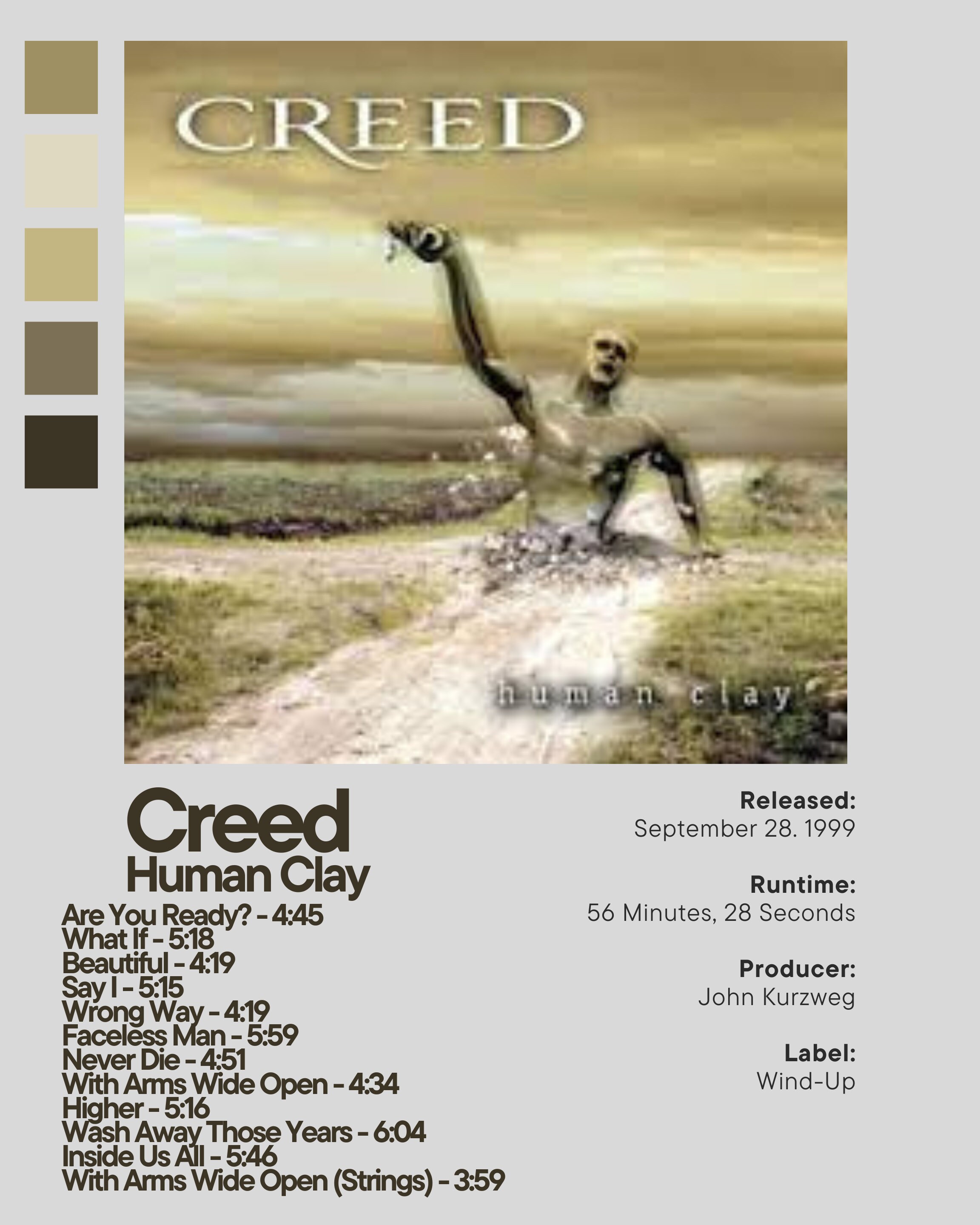 Creed Human Clay Album Poster, Rock Music Poster, Creed Wall Art ...