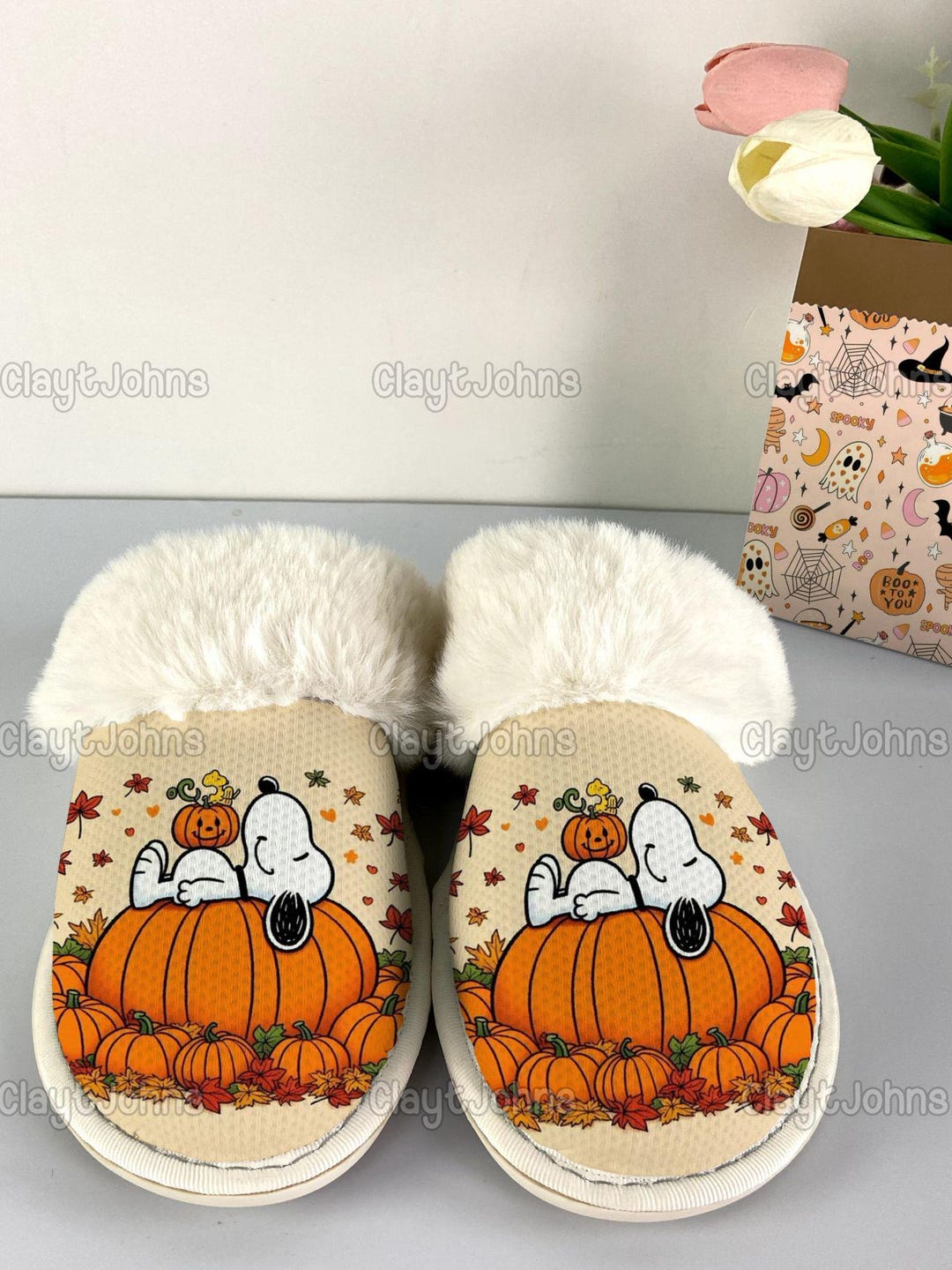 Snoopy Dog Peanuts Cotton Slippers With Fur Edges, Snoopy Dog Peanuts ...