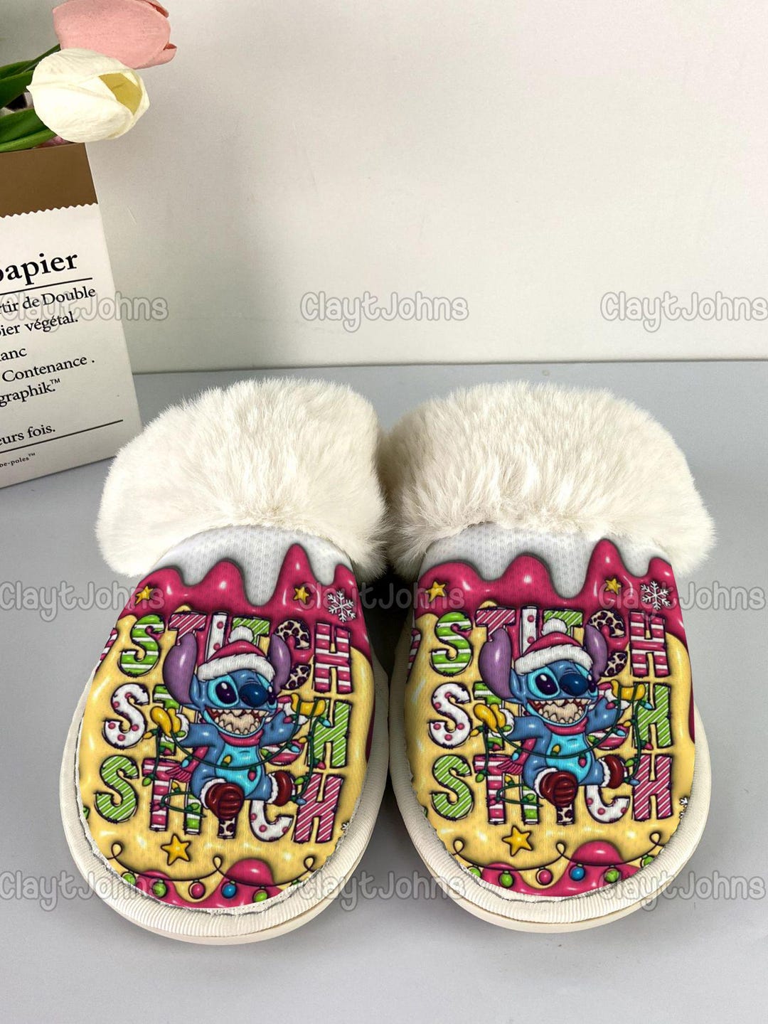 Disney Lilo and Stitch Cotton Slippers With Fur Edges, Lilo Stitch ...