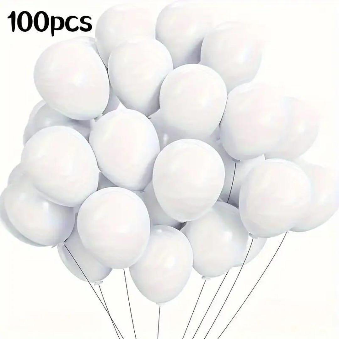 100 Pcs 10" Macaron White Round Balloons Latex for Birthday Wedding ...