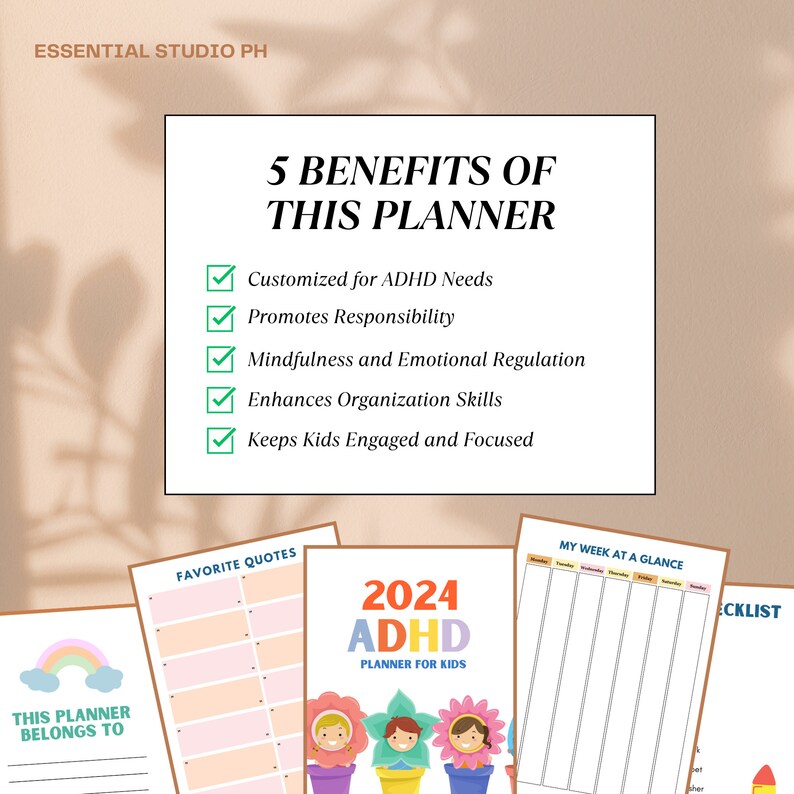 ADHD Kids Planner | ADD Printable | School Planner | Adhd Productivity ...