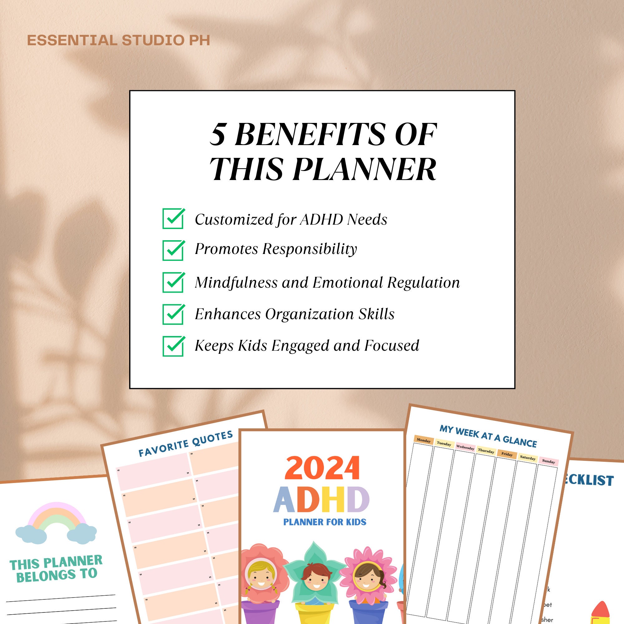 ADHD Kids Planner | ADD Printable | School Planner | Adhd Productivity ...