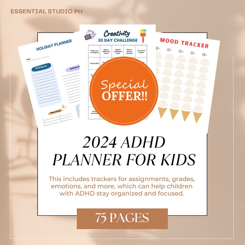 ADHD Kids Planner | ADD Printable | School Planner | Adhd Productivity ...