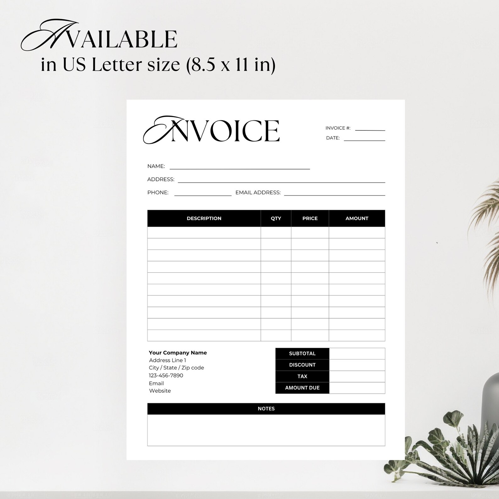 Fillable Invoice Form Instant Download Editable Invoice Template ...