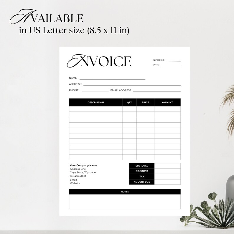 Fillable Invoice Form Instant Download Editable Invoice Template ...