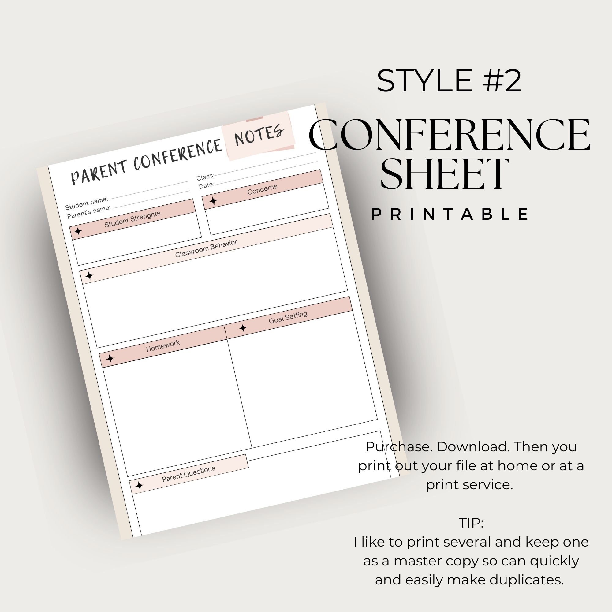 Parent Teacher Conference Sheets for Teachers, Educators, Classrooms - Etsy