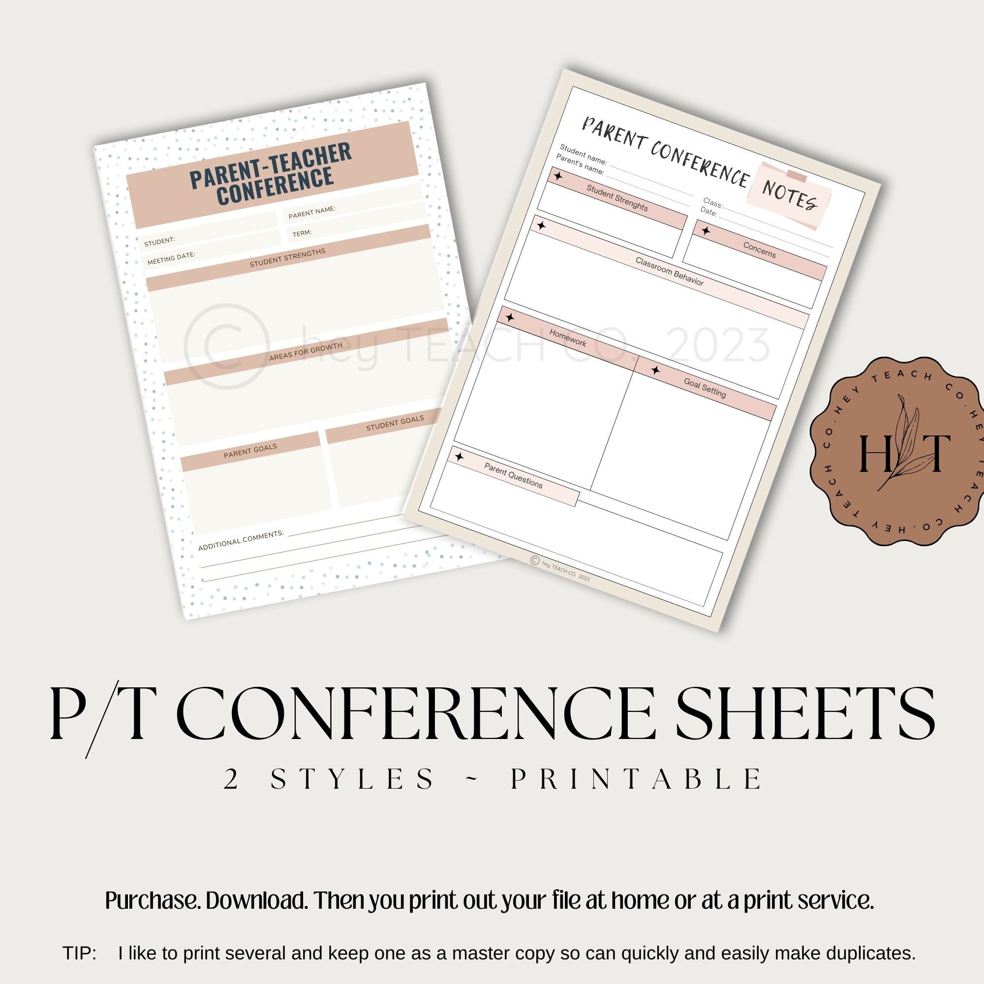 Parent Teacher Conference Sheets for Teachers, Educators, Classrooms - Etsy