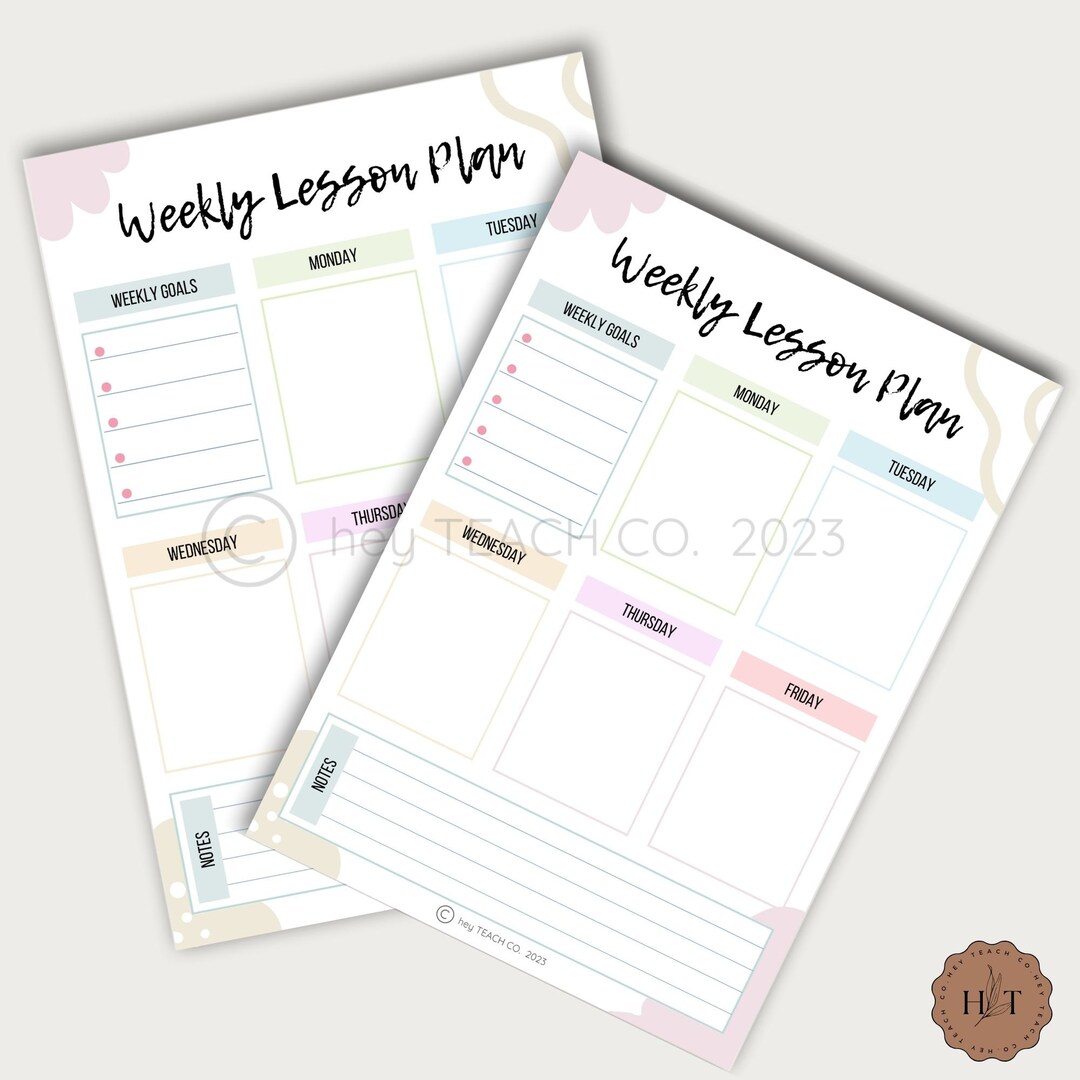 Weekly Lesson Plan, Teacher, Classroom, Printable, INSTANT DOWNLOAD - Etsy