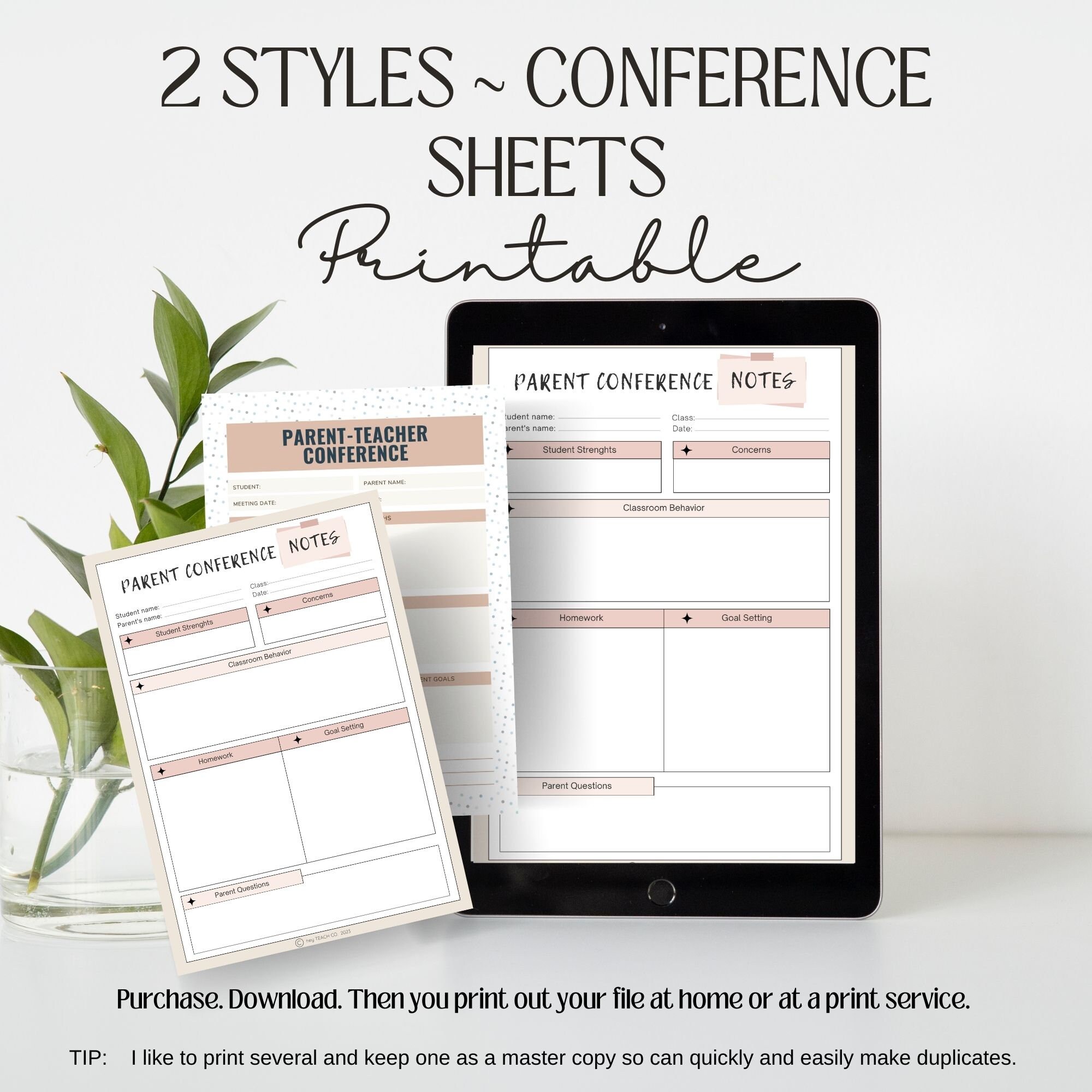 Parent Teacher Conference Sheets for Teachers, Educators, Classrooms - Etsy