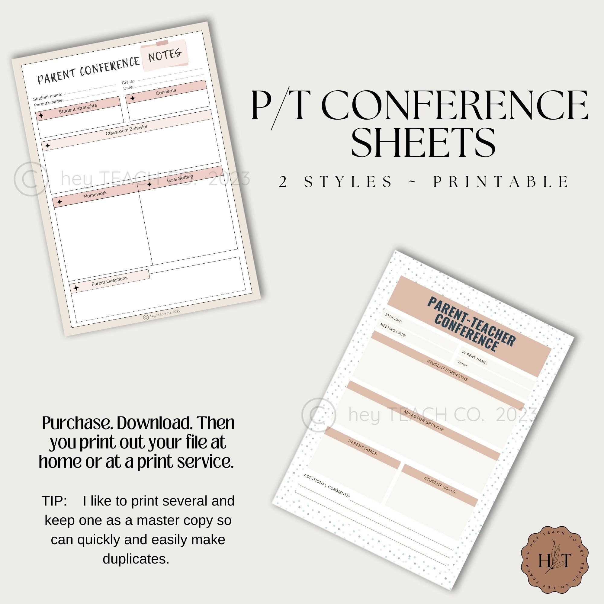 Parent Teacher Conference Sheets for Teachers, Educators, Classrooms - Etsy
