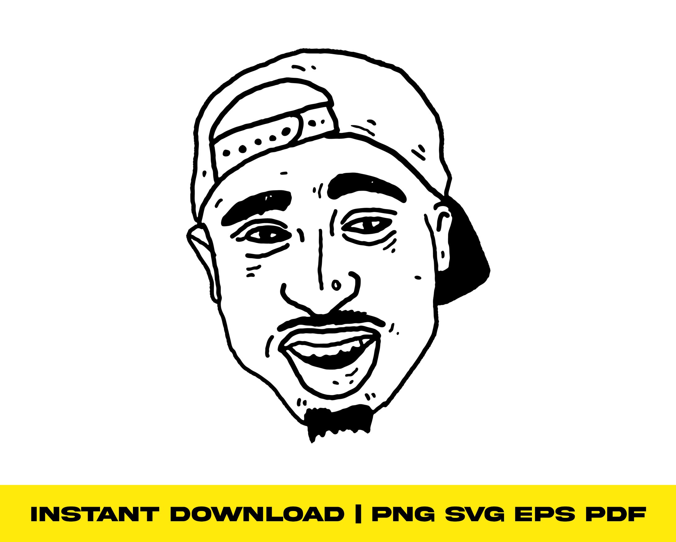 Tupac SVG Illustration 2pac Cut File, Svg Png PDF, Rap Svg, Sticker ...