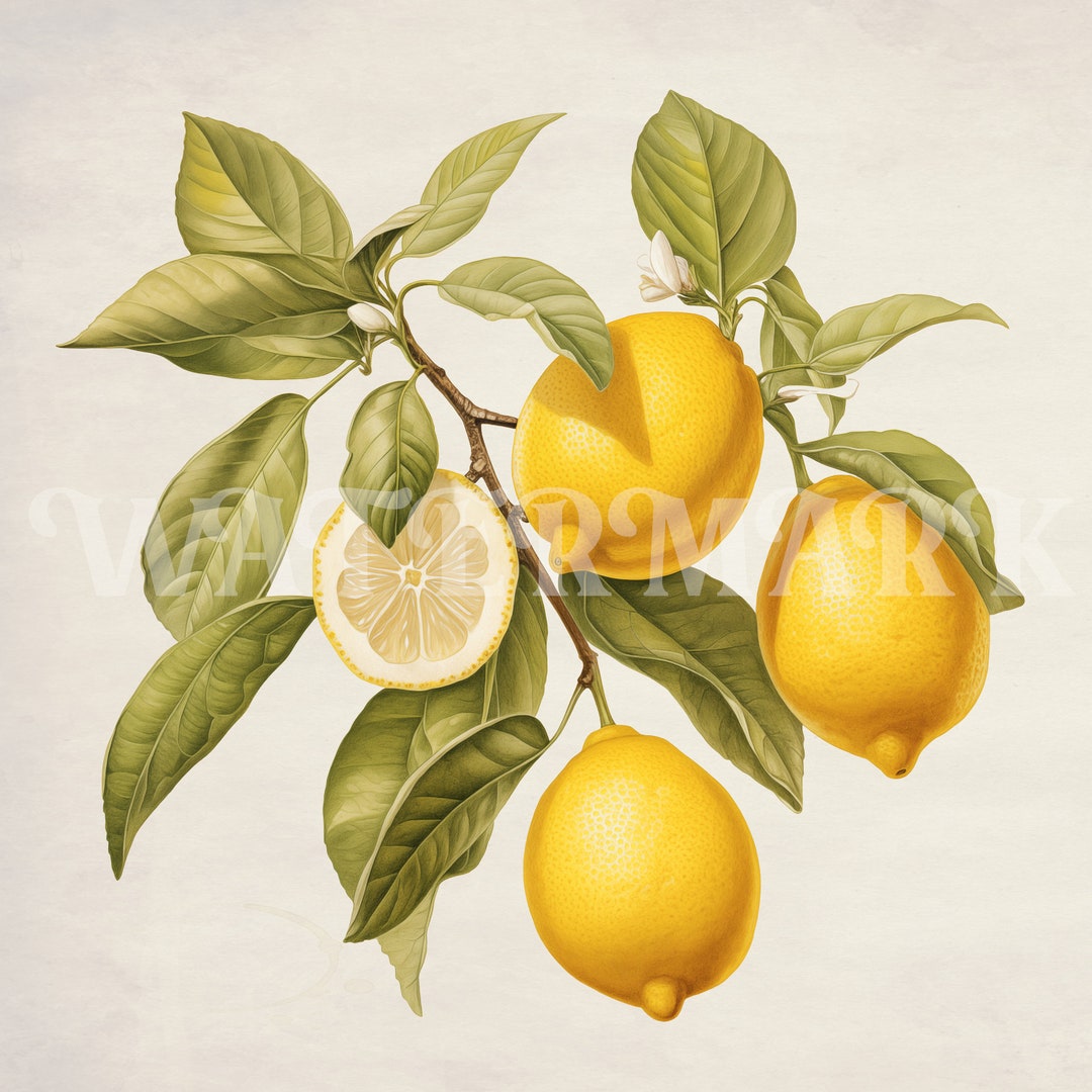 Vintage Lemon Clipart Vintage Lemon Png Lemon Clipart Citrus Fruit ...