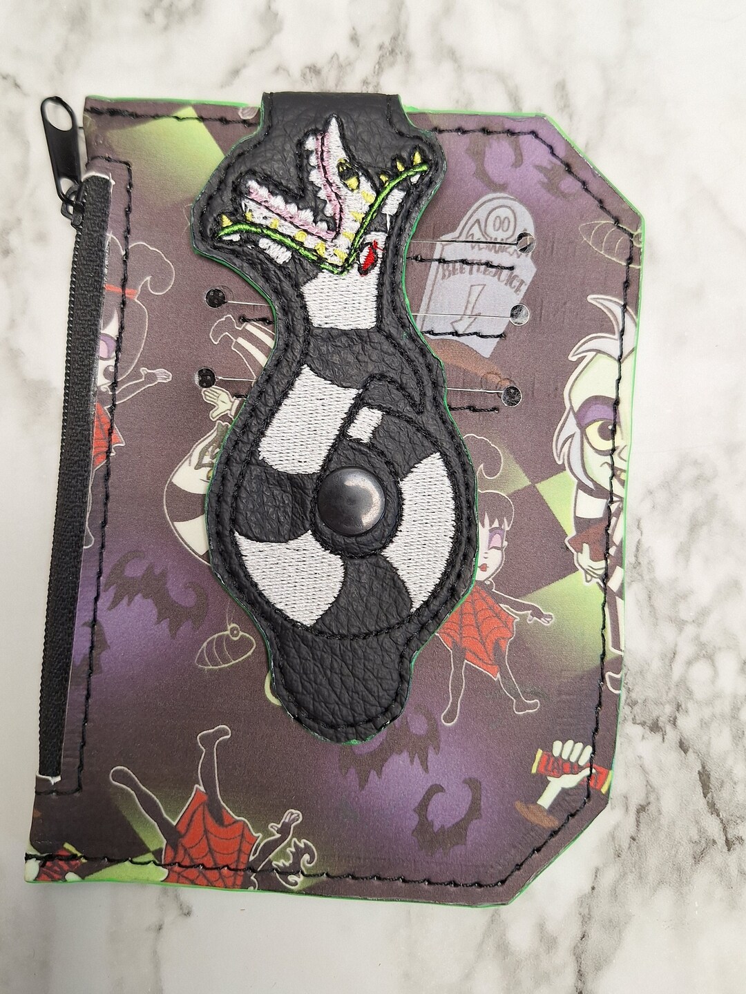 Glow in the Dark Minimalist Wallet: Embroidered Snap Closure - Etsy