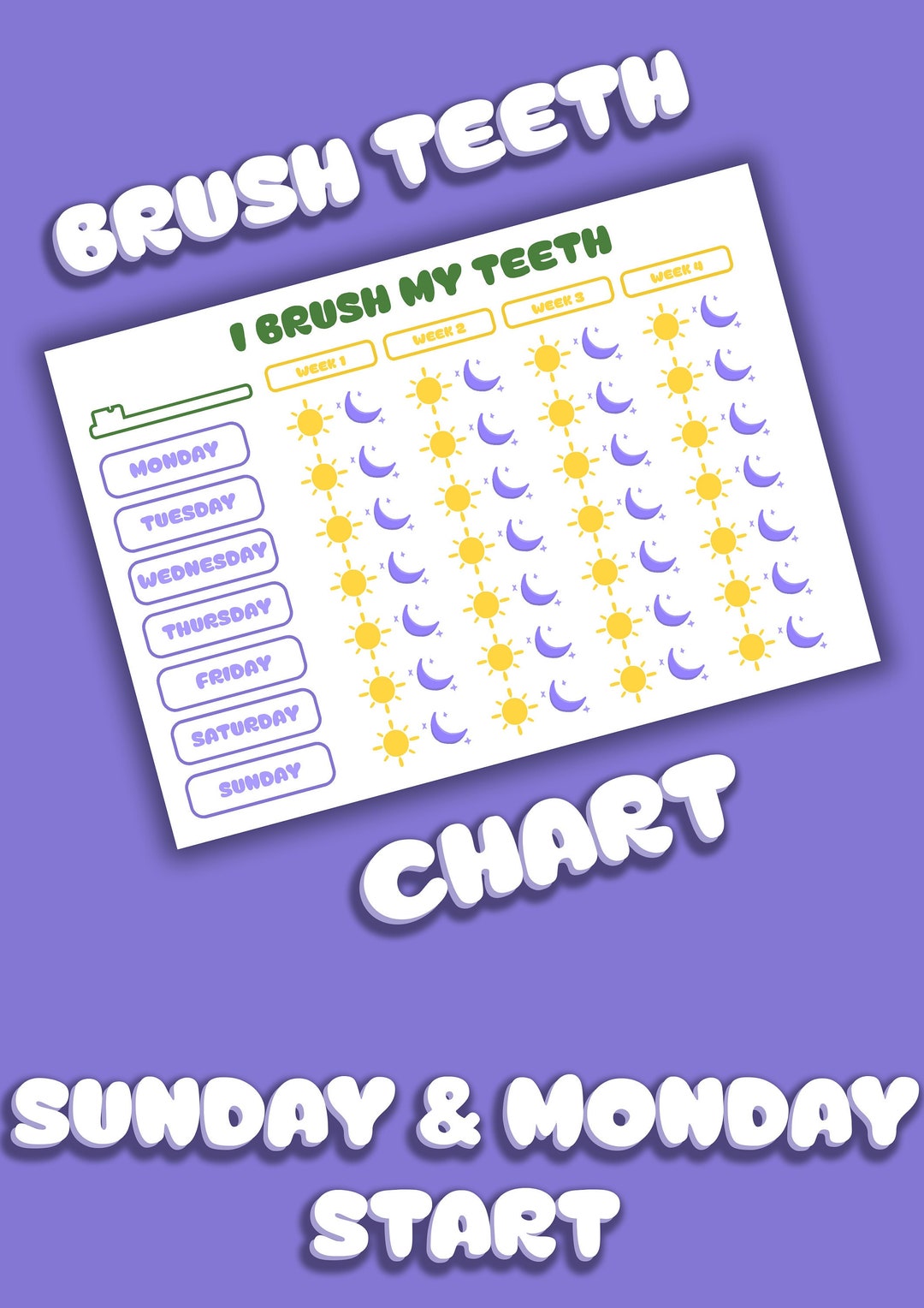 Tooth Brushing Chart for Kids Printable Routine for Toddlers Monthly ...