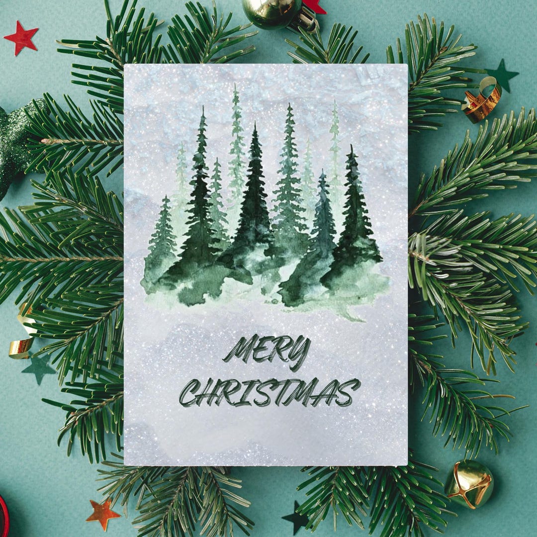 Printable Christmas Card A4 & Letter Sizes DIY Holiday Greeting Card ...