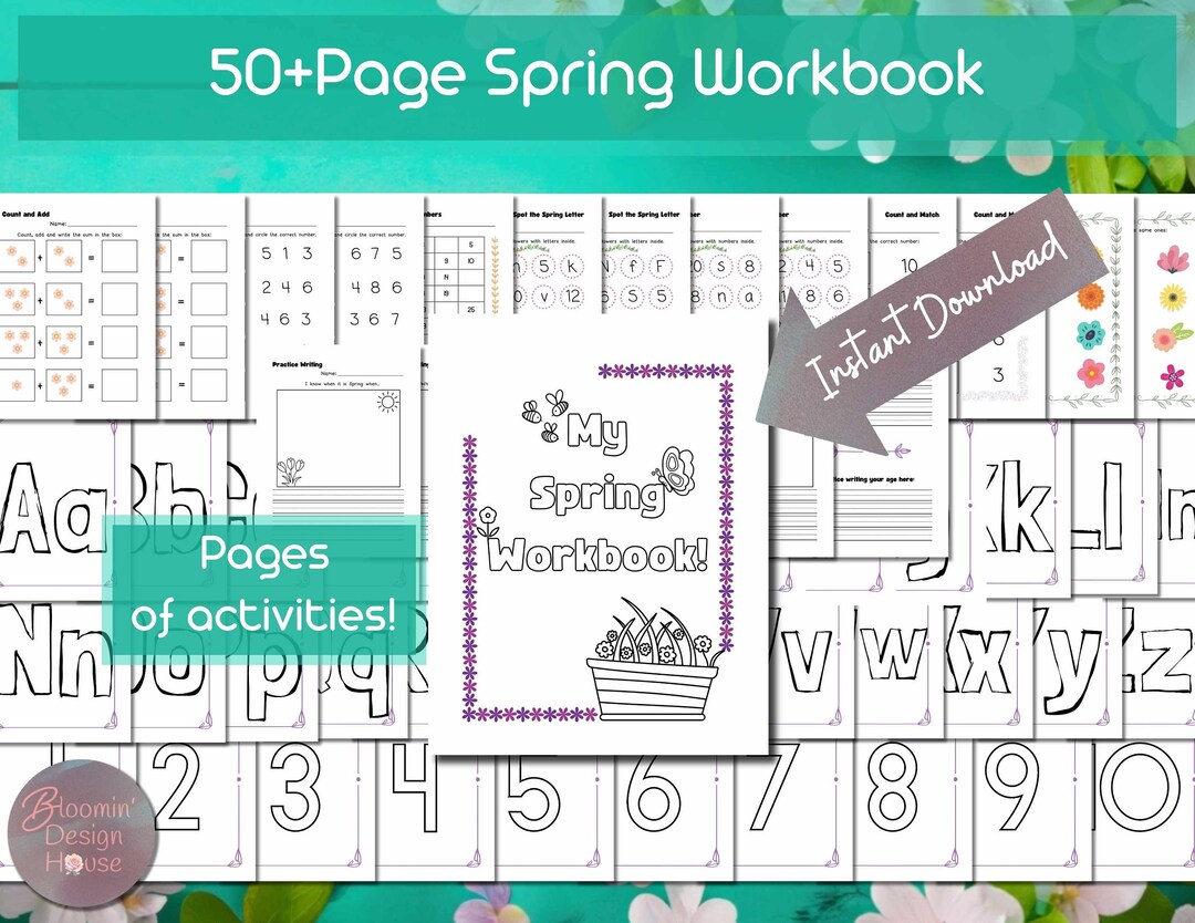 Spring Math and Writing Activity Printable, Spring Fine Motor Skills ...