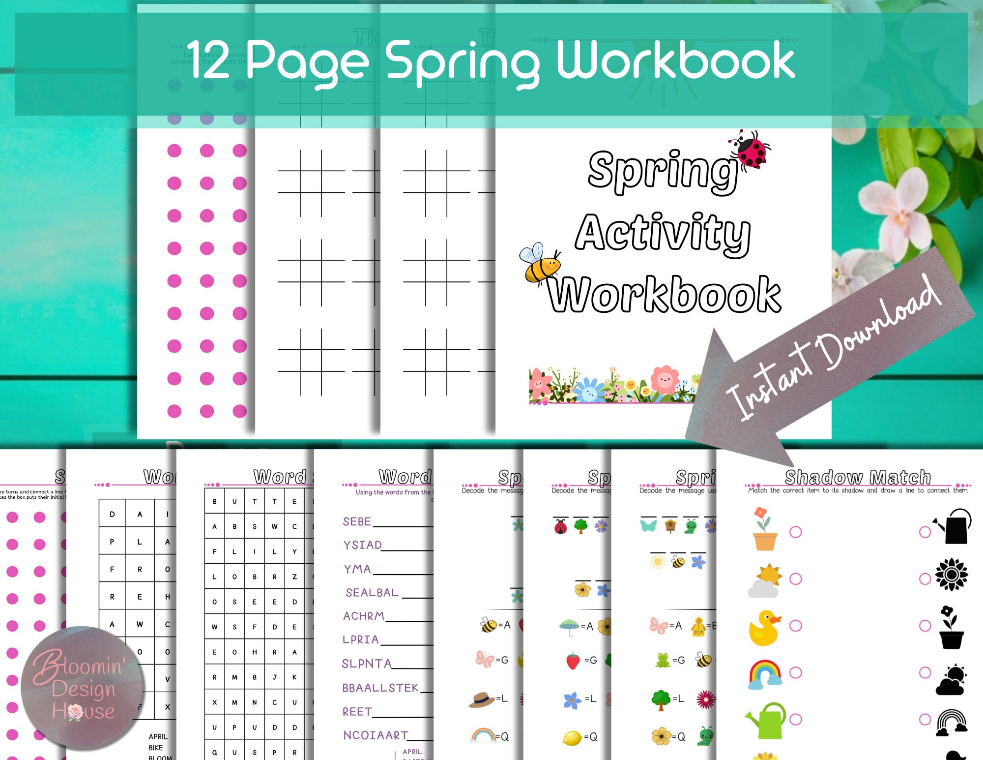 Spring Printable Workbook, Decoder Activity, Kid Games, Spring ...