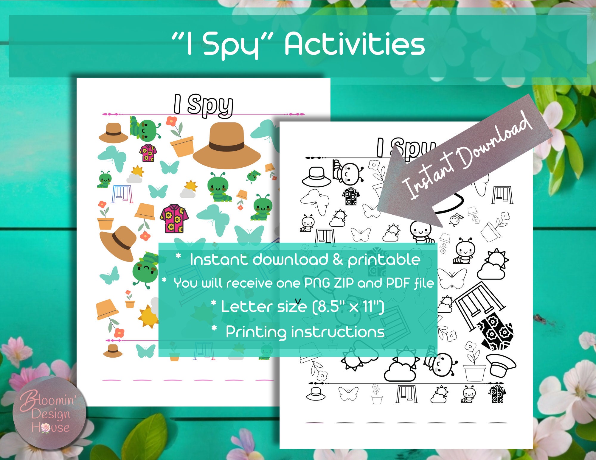 Kids Road Trip Games Printable, I Spy Activity, I Spy Sheets, Spring ...