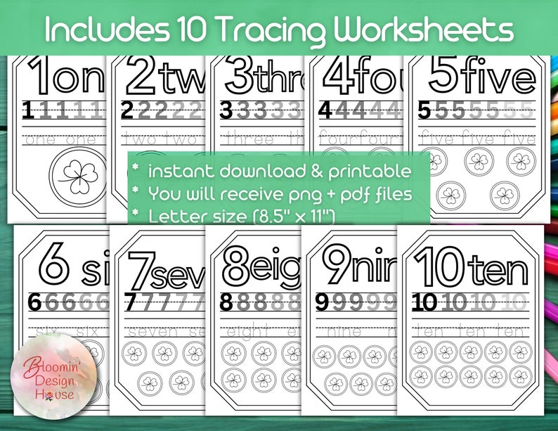 St. Patrick's Day Printable Activity Bundle, Paddy's Number Tracing ...