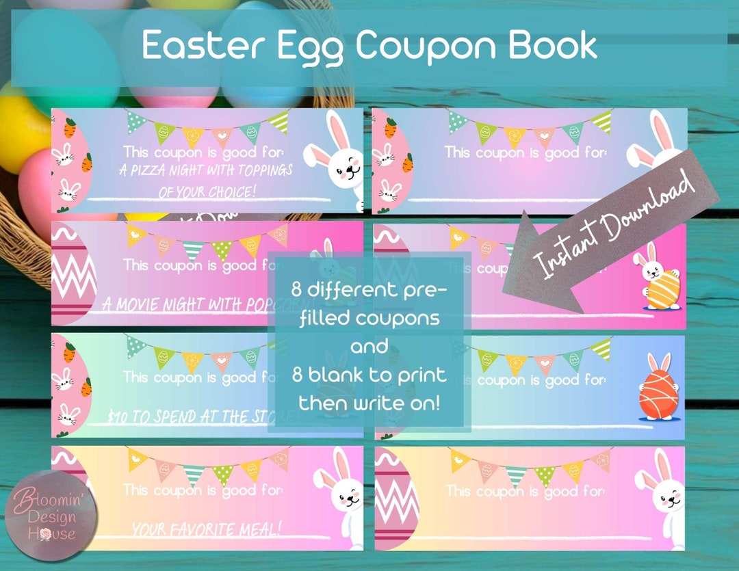 Printable Easter Egg Coupons for Easter Egg Fillers, Egg Hunt Reward ...