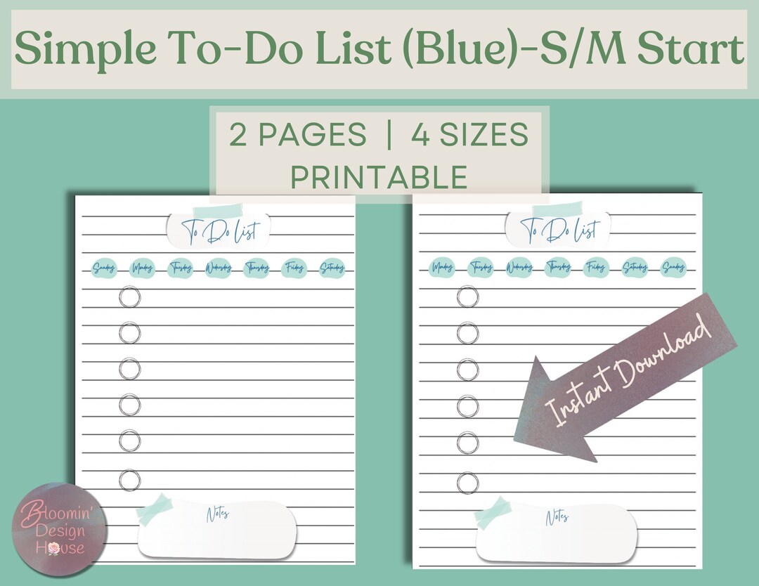Two-page Blue To-do List Letter Size, Two Page Lined Paper Planner A4 ...