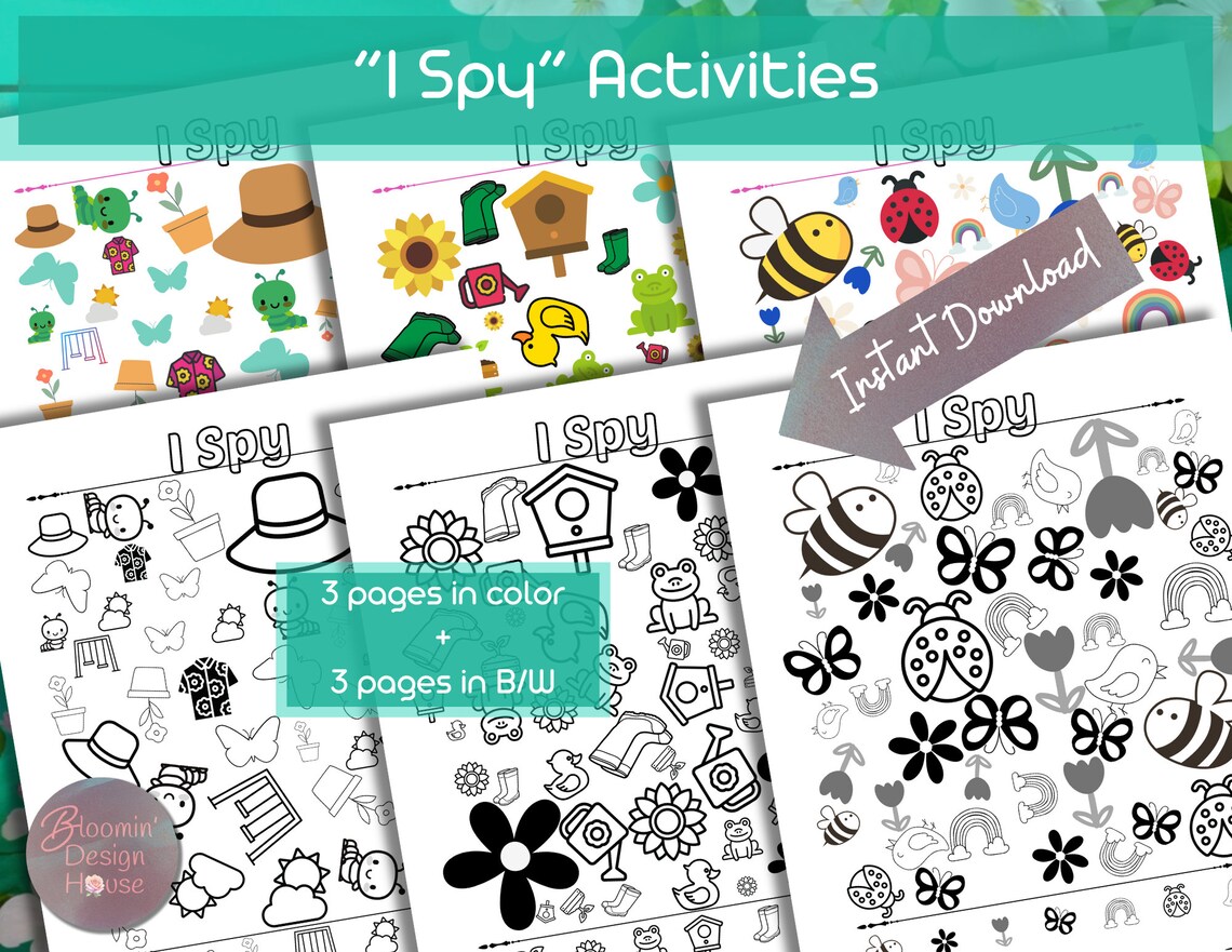 Kids Road Trip Games Printable, I Spy Activity, I Spy Sheets, Spring ...