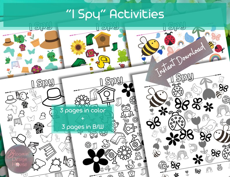 Kids Road Trip Games Printable, I Spy Activity, I Spy Sheets, Spring ...