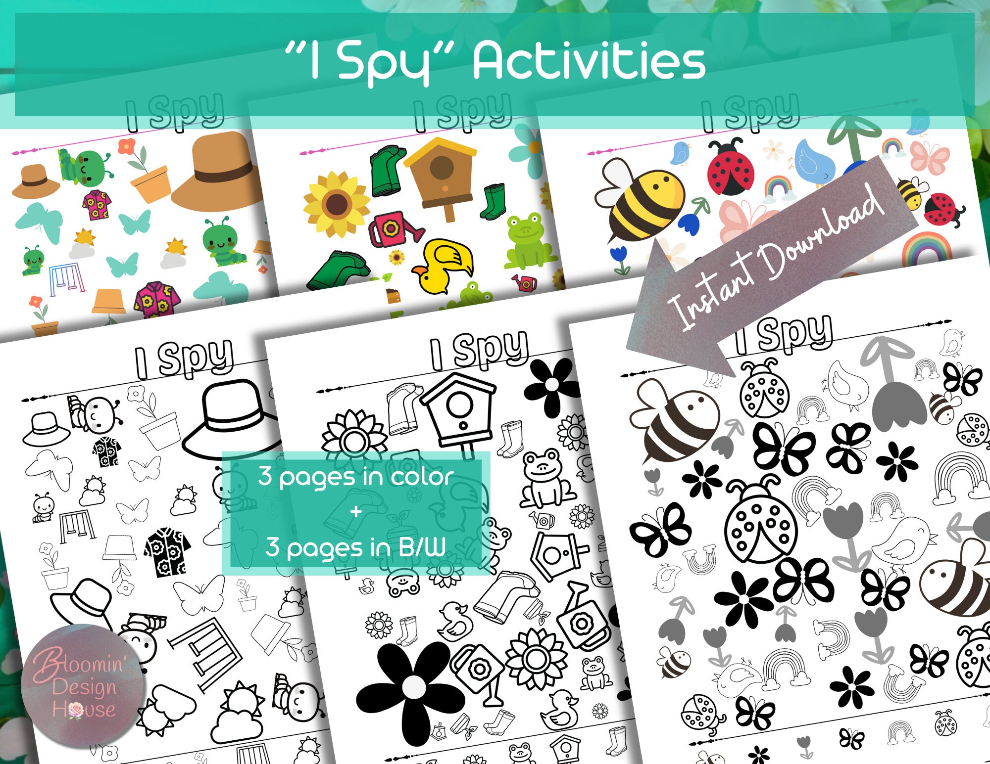 Kids Road Trip Games Printable, I Spy Activity, I Spy Sheets, Spring ...