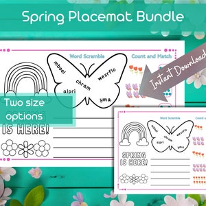 Kids Spring Activity Sheets, Printable Educational Placemats ...