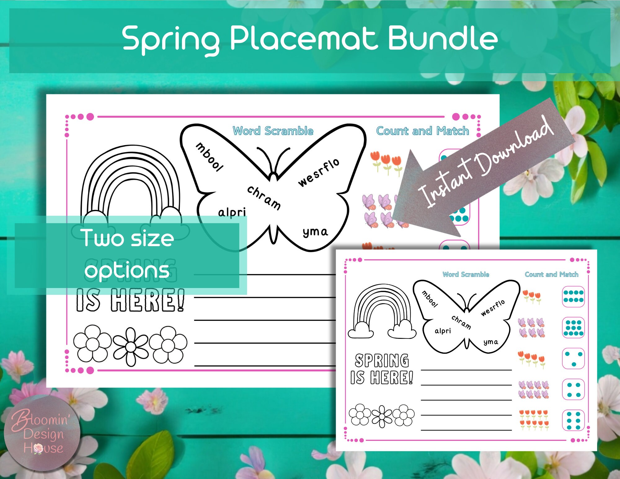 Kids Spring Activity Sheets, Printable Educational Placemats ...