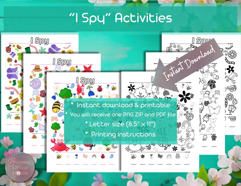 I Spy Activity, I Spy Sheets, Spring Activity, Kids Worksheet, Brain ...