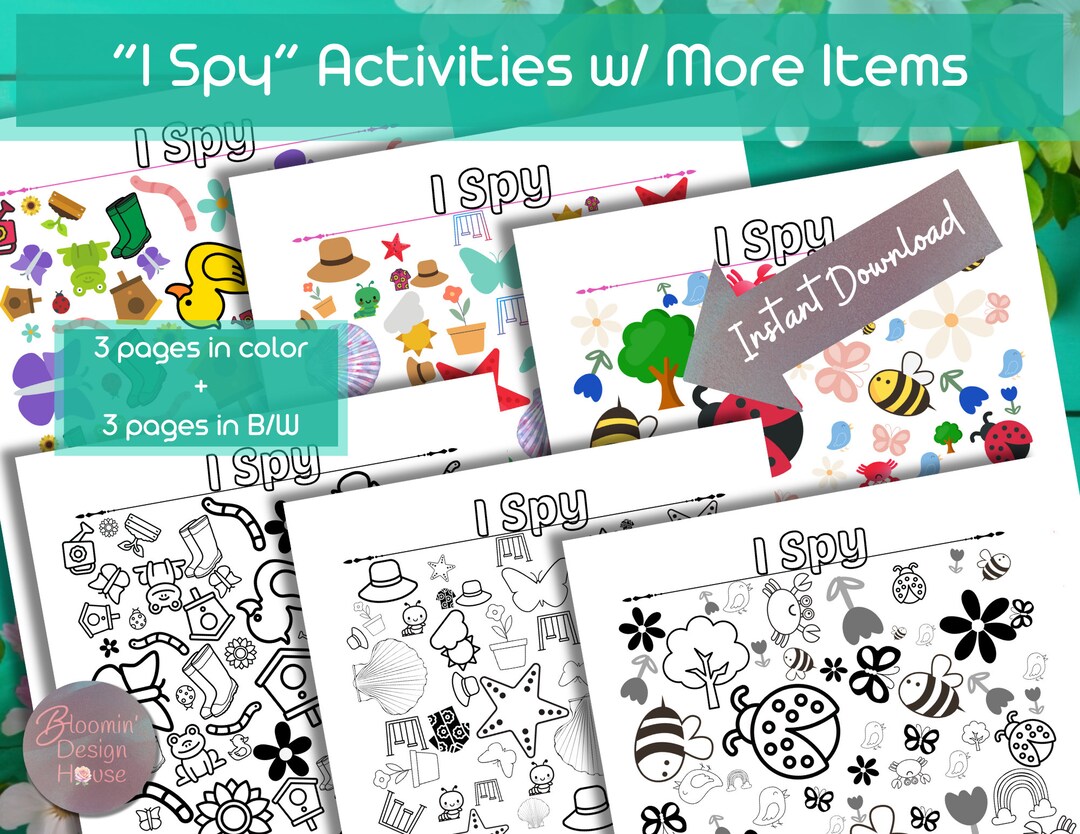 I Spy Activity, I Spy Sheets, Spring Activity, Kids Worksheet, Brain ...