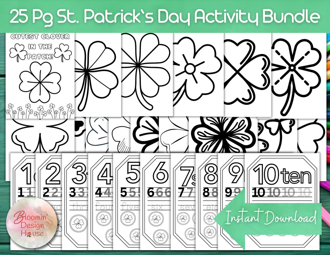 St. Patrick's Day Printable Activity Bundle, Paddy's Number Tracing ...