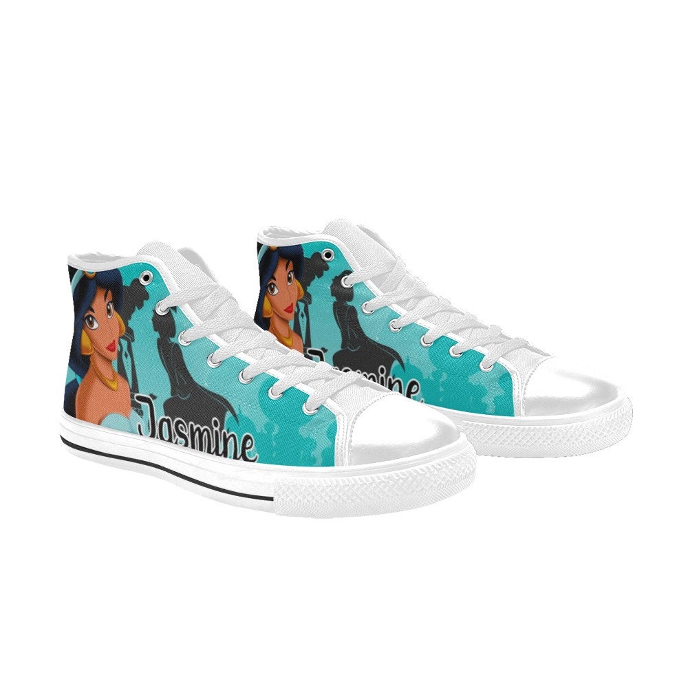Princess Jasmine Aladdin Hi Top Sneakers, Canvas Printed Shoes for Kids ...