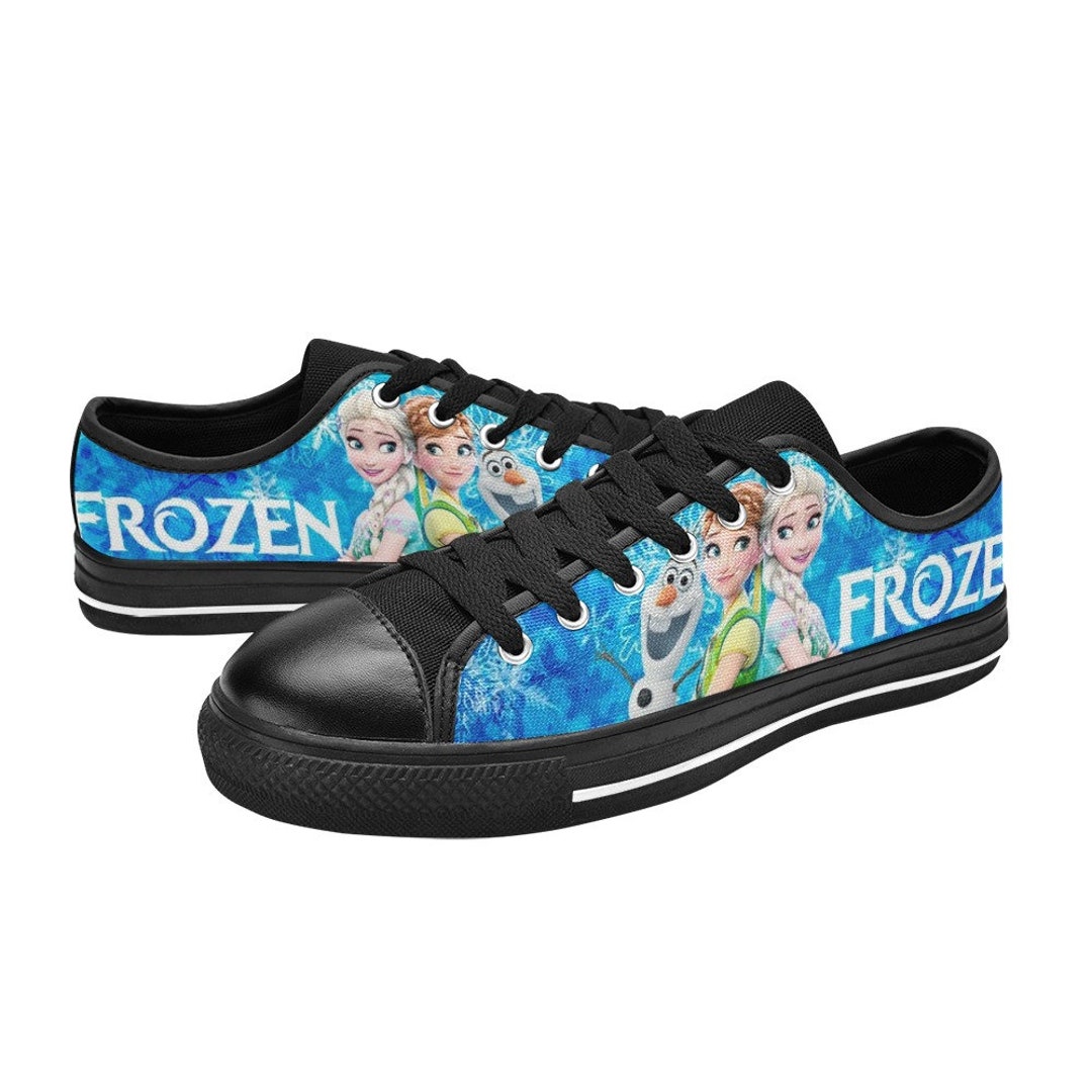Custom Frozen Elsa and Anna Lowtop Sneakers, Canvas Printed Shoes for ...
