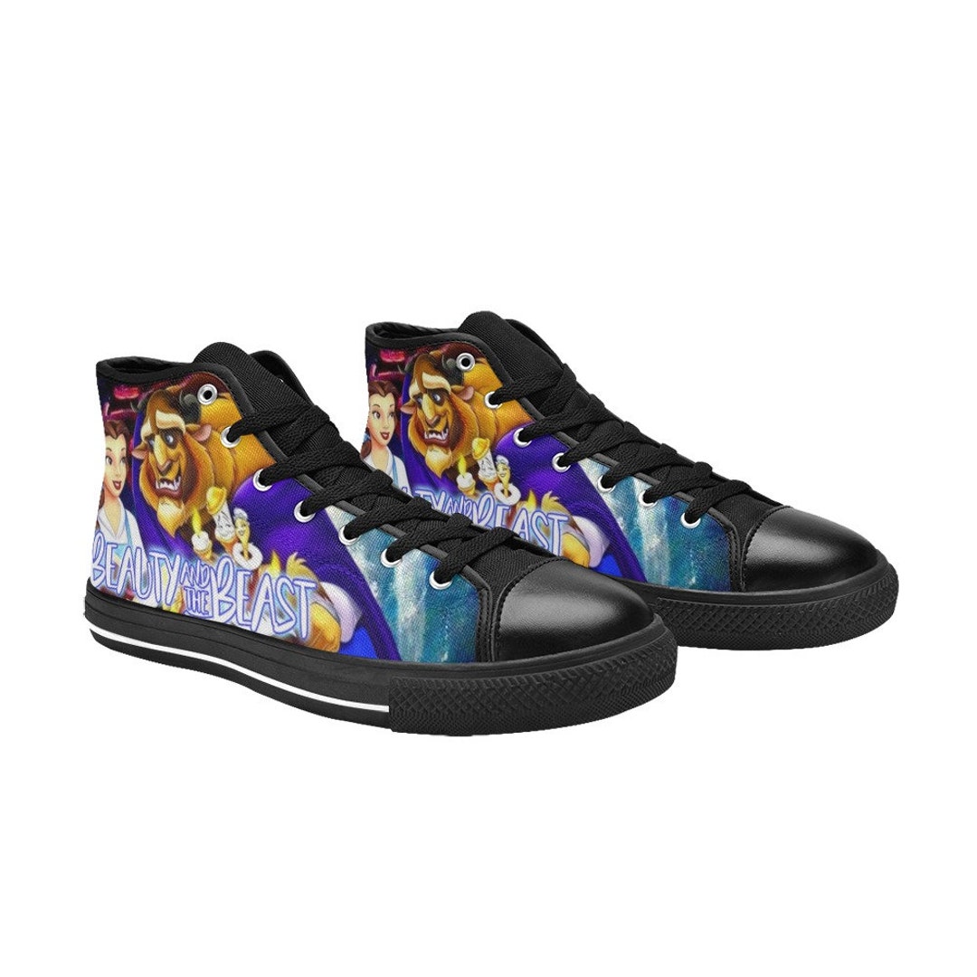 Custom Beauty and the Beast Hightop Sneakers, Canvas Printed Shoes for ...