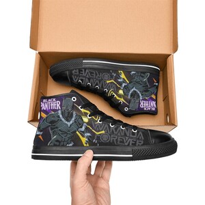 Black Panther High Top Sneakers, Canvas Printed Shoes for Kids and ...