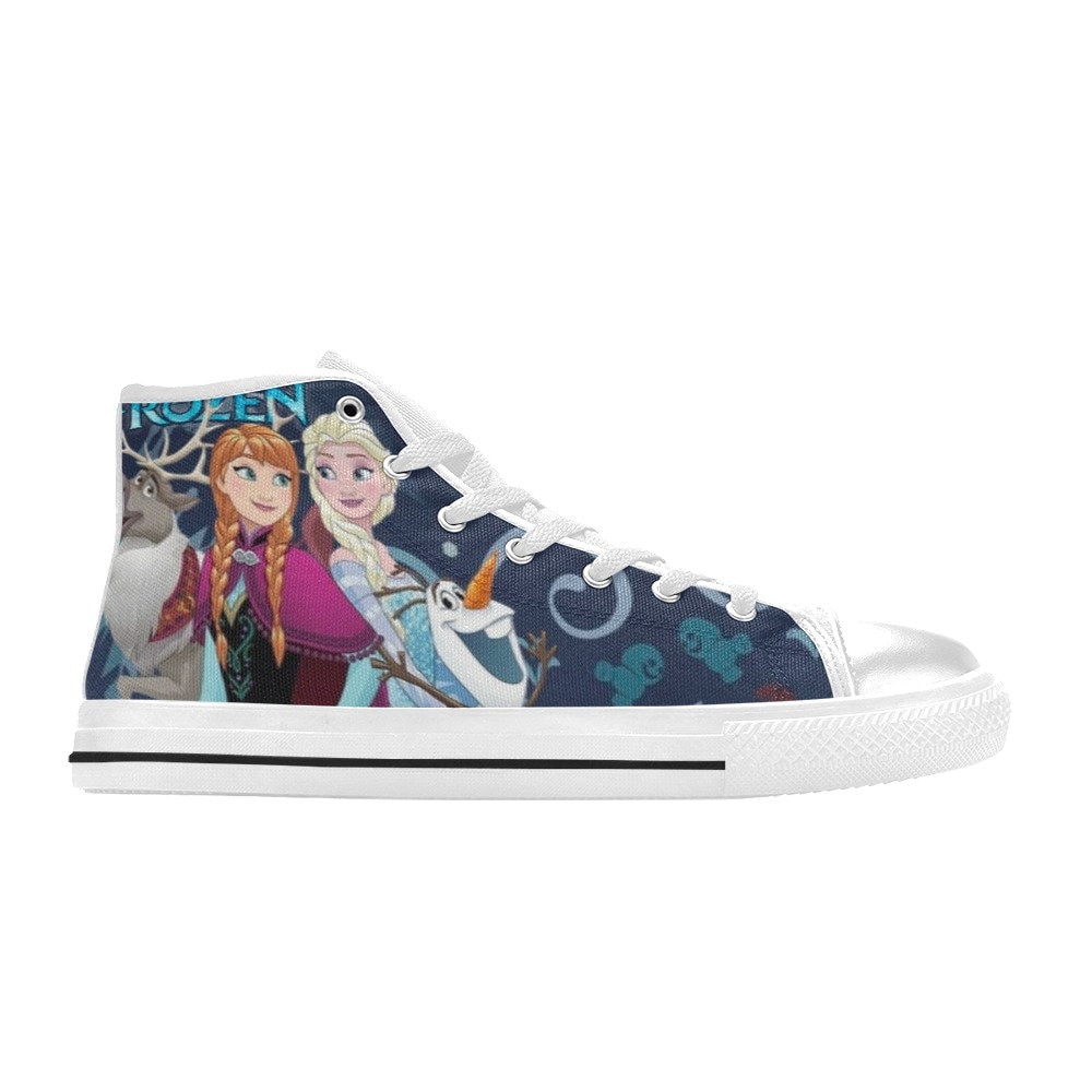 Custom Frozen Elsa and Anna Hightop Sneakers, Canvas Printed Shoes for ...