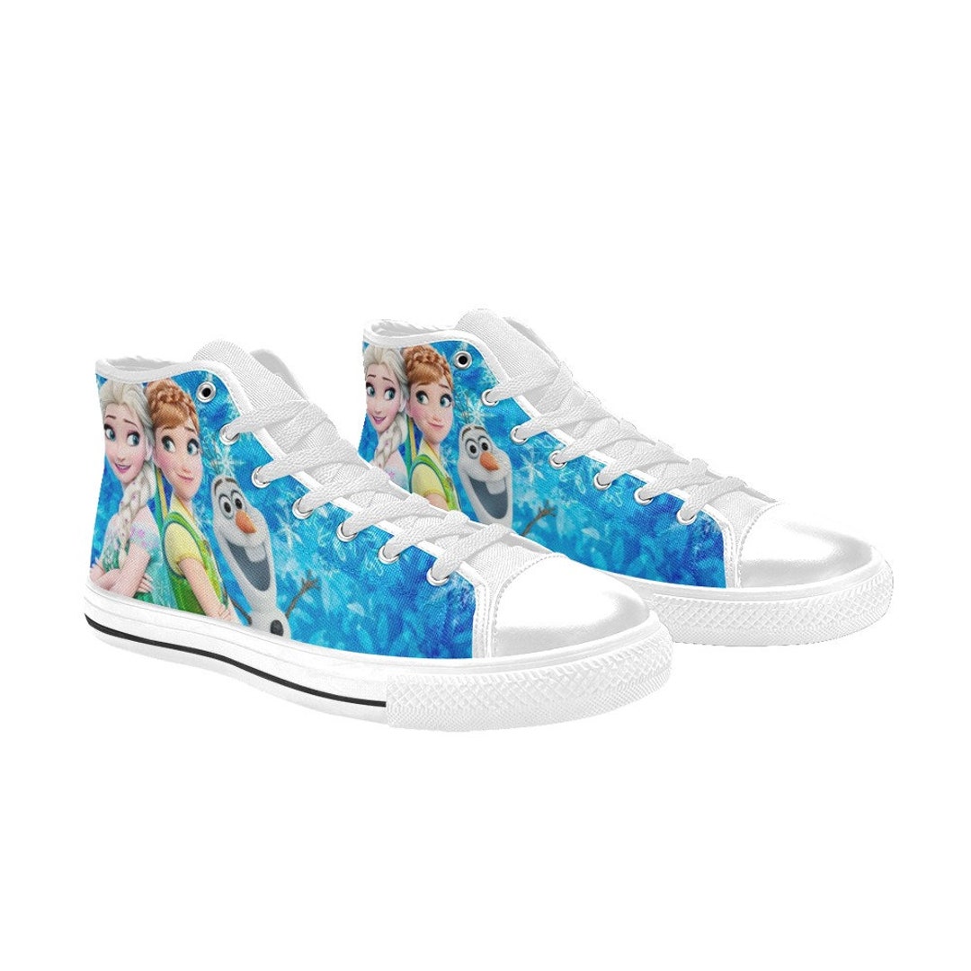 Custom Frozen Elsa and Anna Hightop Sneakers, Canvas Printed Shoes for ...