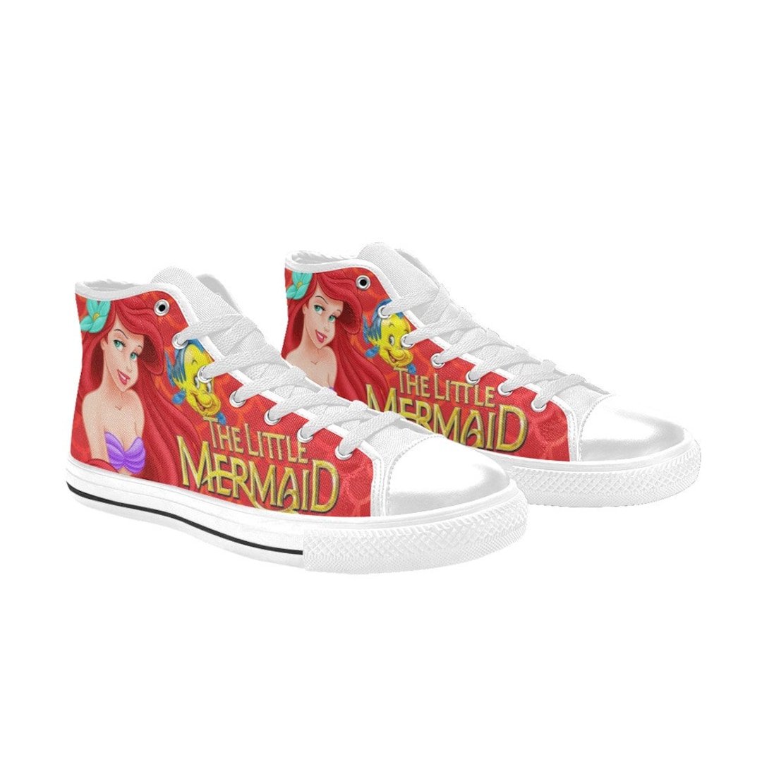Custom the Little Mermaid Hightop Sneakers, Canvas Printed Shoes for ...