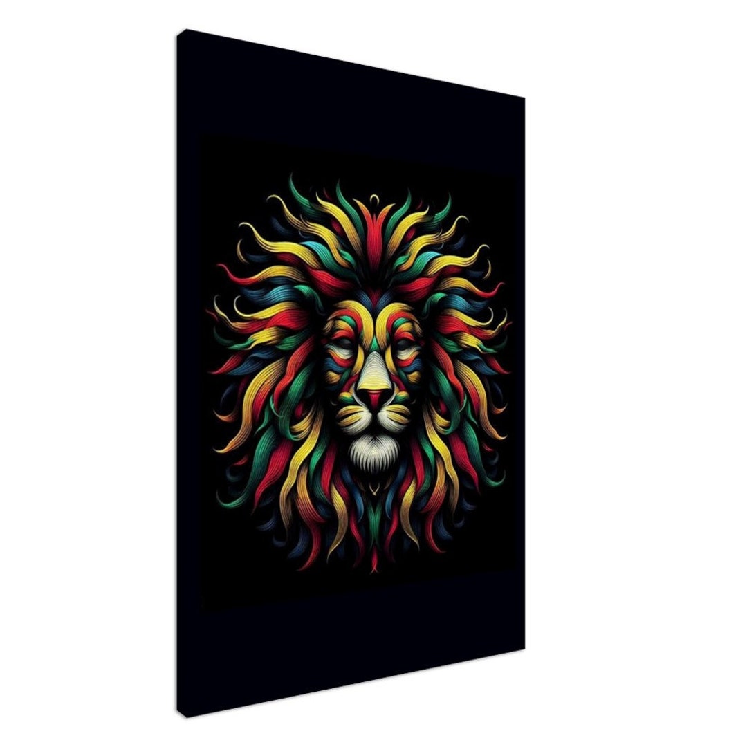 Forward Majesty: Rainbow Rasta Jamaican Lion on Black Canvas - Etsy