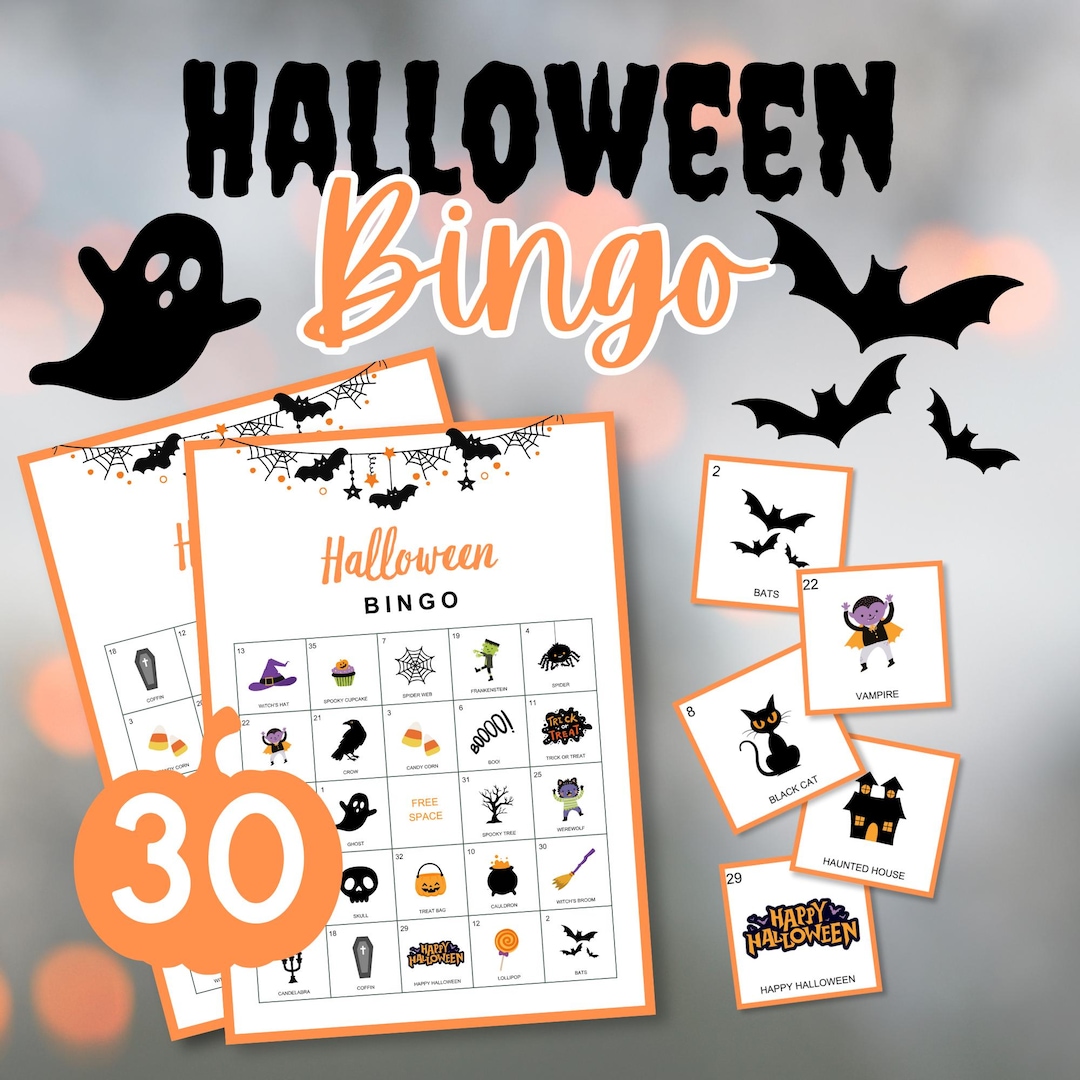 Halloween Bingo Game: 30 Unique Boards, Printable Party Activity ...
