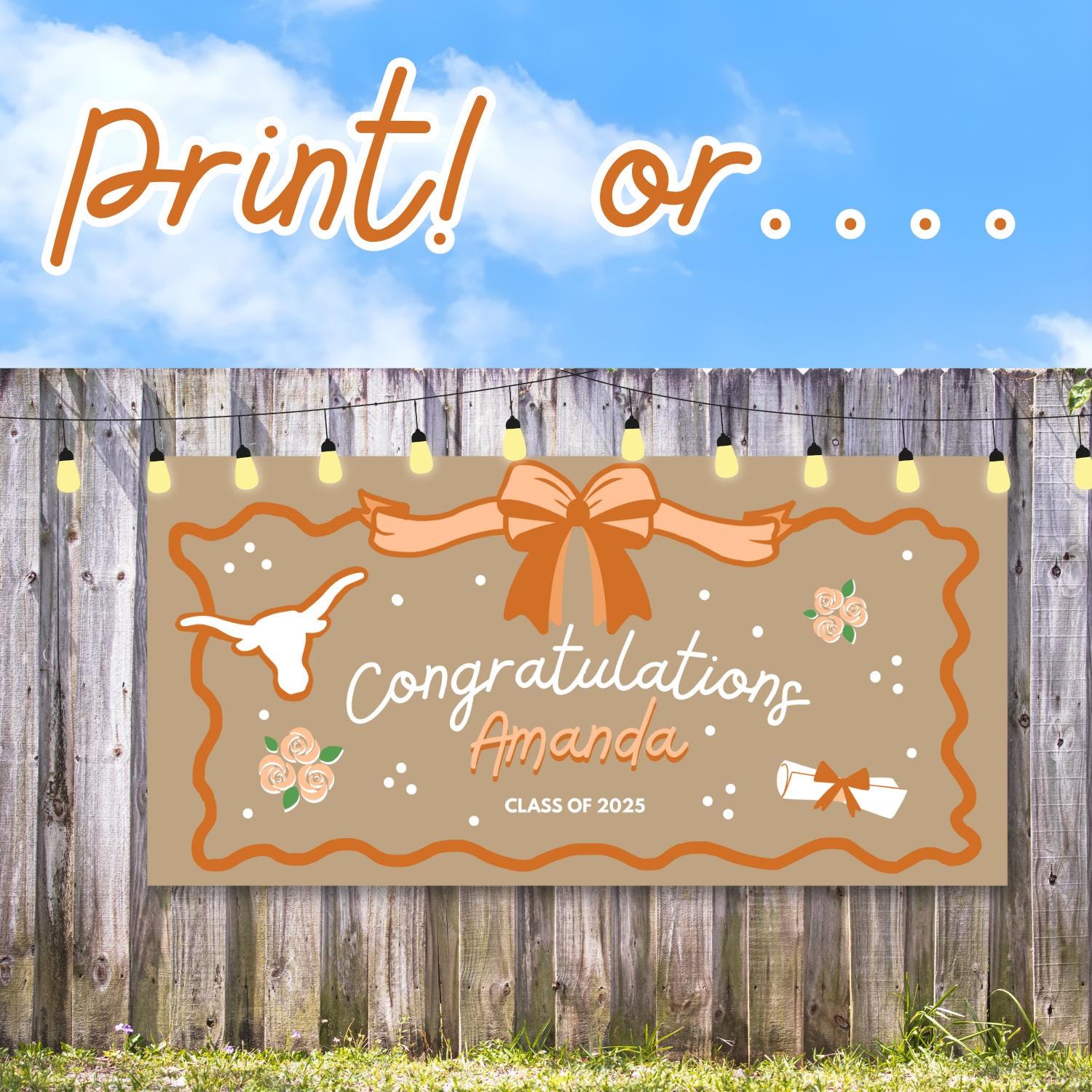 Editable UT Austin Graduation Banner Template | Class of 2025 ...