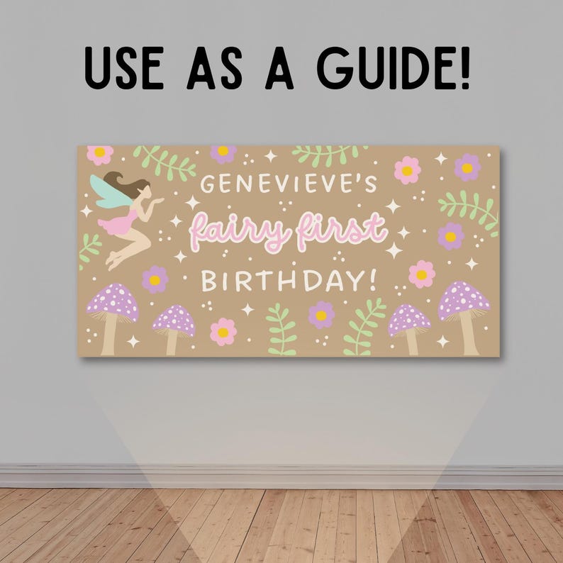 Fairy First Birthday Banner Template: Pink & Lilac, Editable in Canva ...