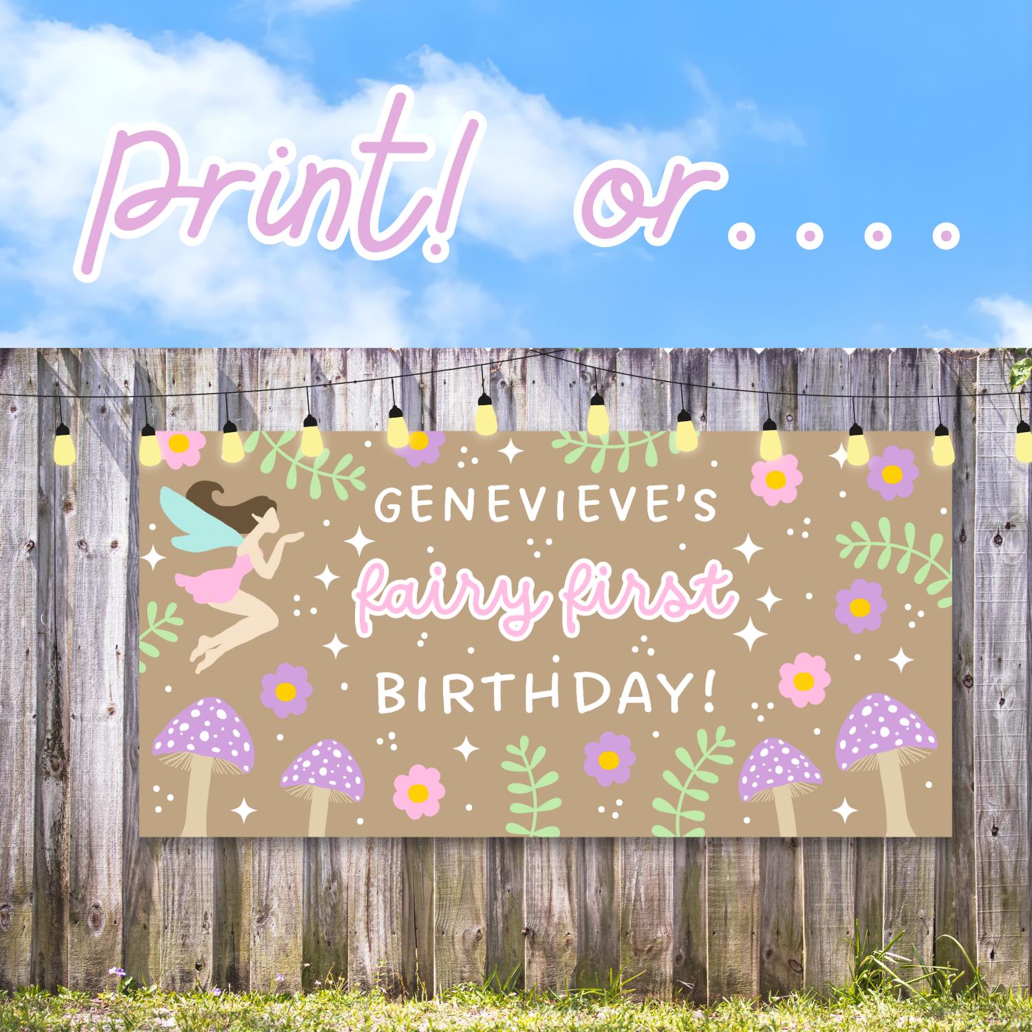 Fairy First Birthday Banner Template: Pink & Lilac, Editable in Canva ...