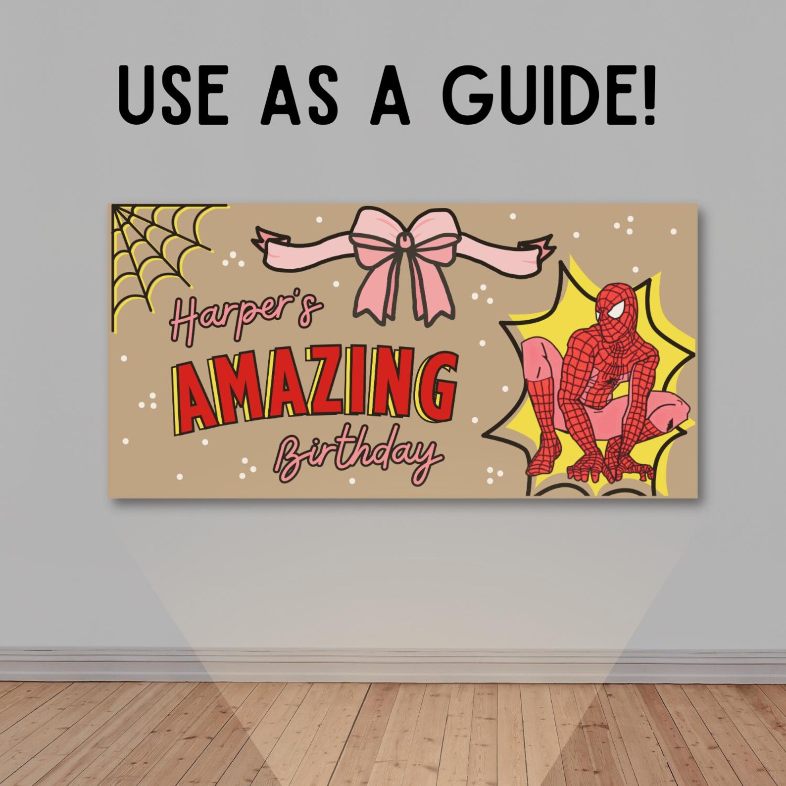 Editable Spider-man Birthday Banner Template: Pink, Red, Yellow ...