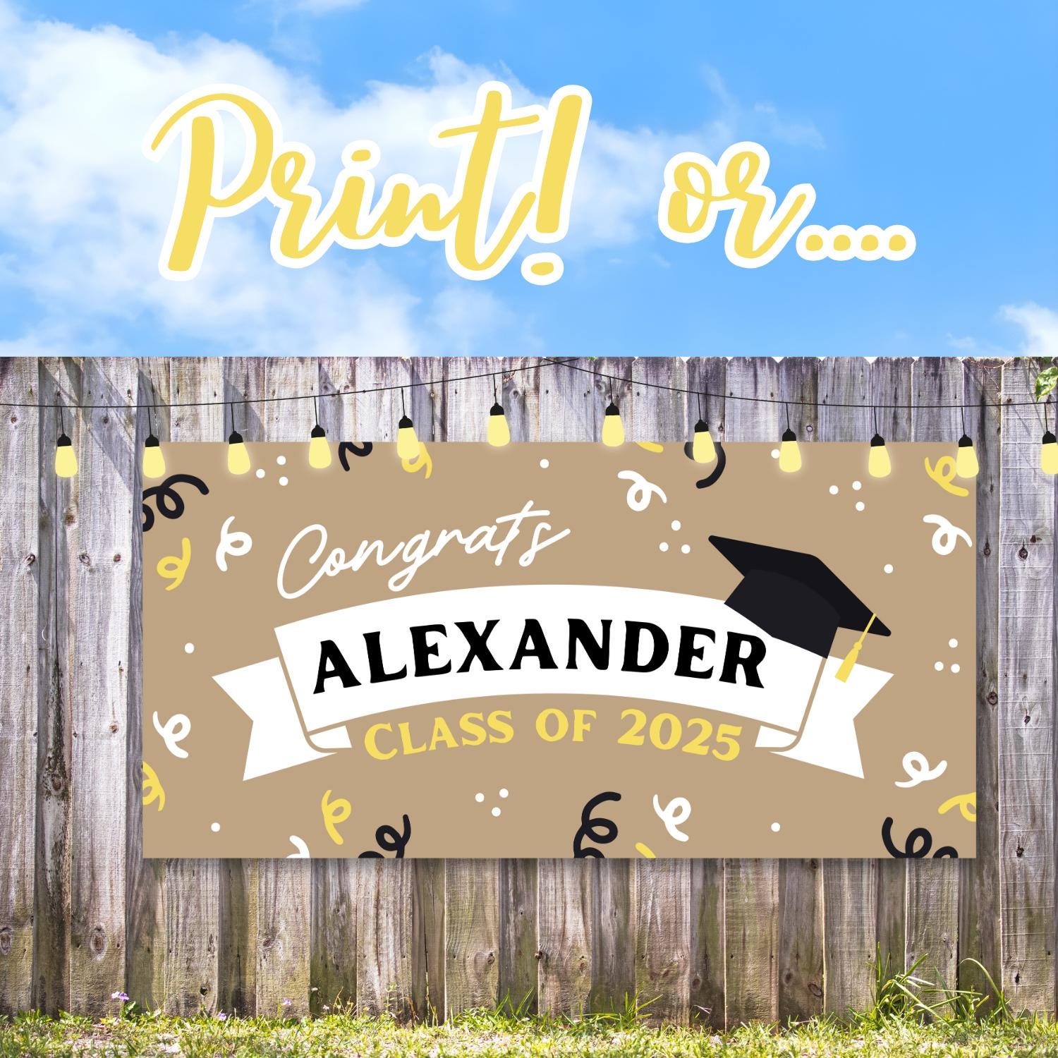 Editable Graduation Banner Template: Class of 2025, Customizable ...