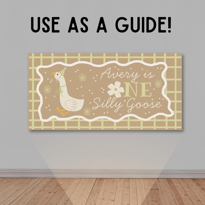 Silly Goose 1st Birthday Banner Template: Green & Cream (digital ...