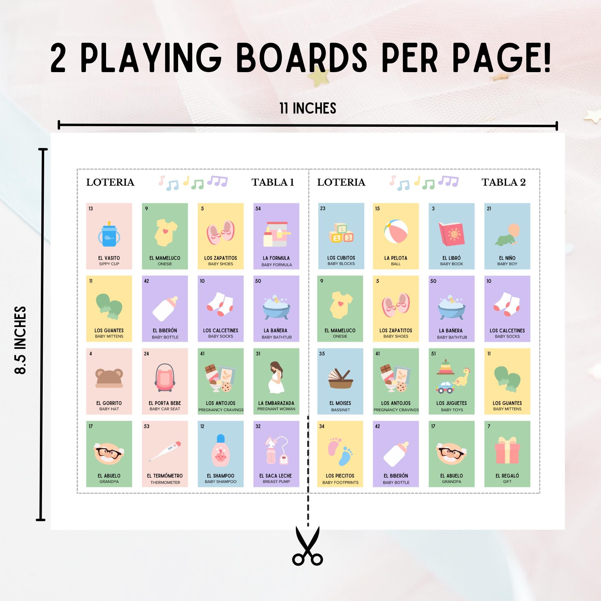 Bilingual Baby Shower Loteria: 25 Unique Boards (digital Download) - Etsy